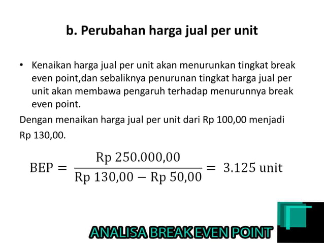 Analisis Break Even Point Lengkap | PPTX