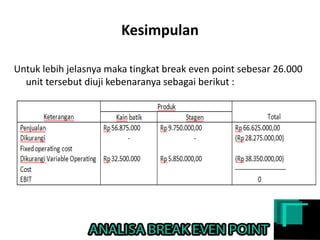 Analisis Break Even Point Lengkap | PPTX