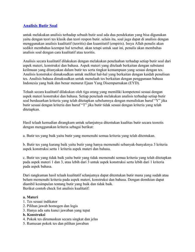 Analisis butir soal | DOC