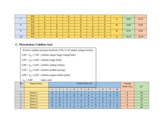 Analisis butir soal pilihan ganda dan uraian | PDF