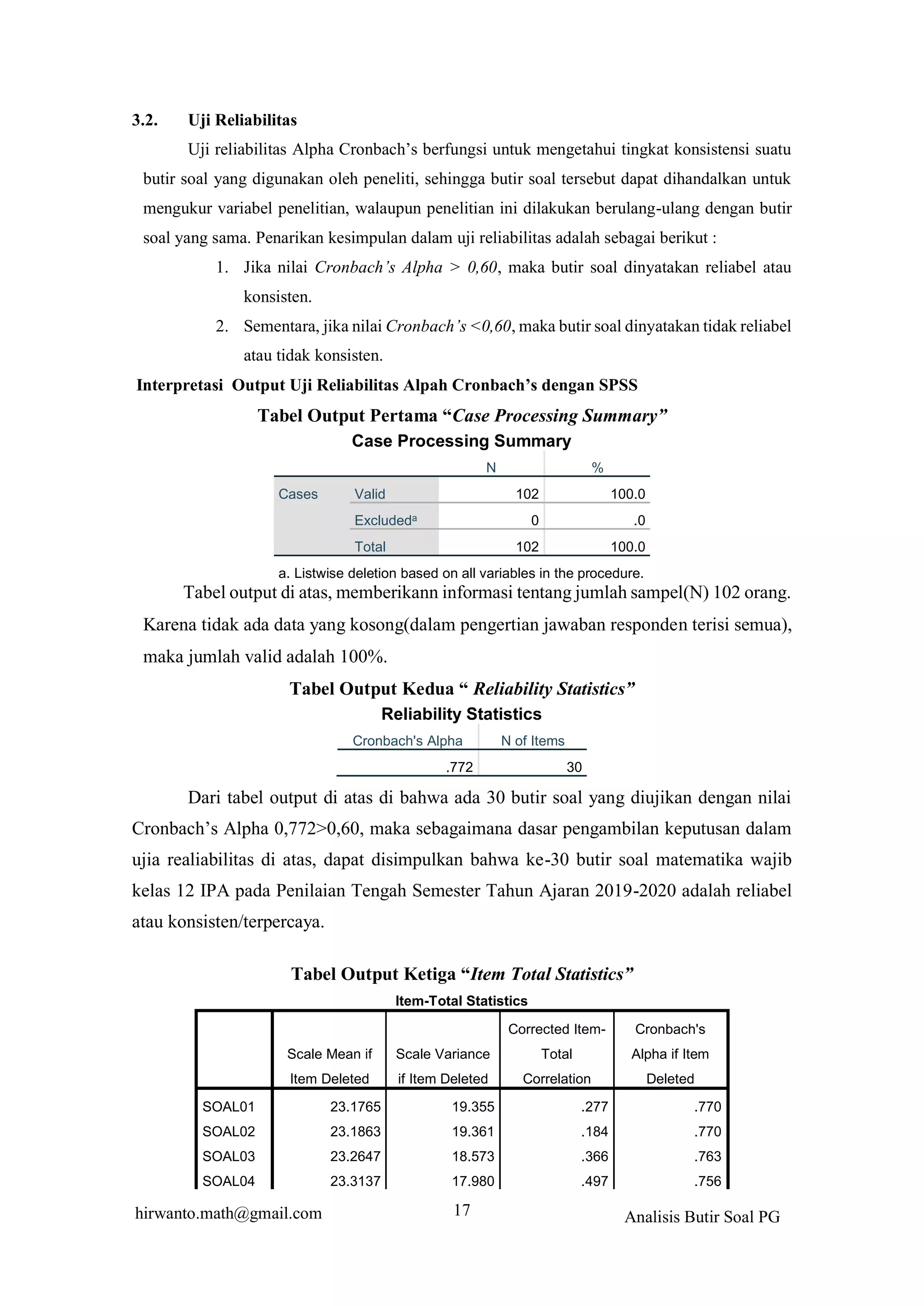 Analisis Butir Soal Pilihan Ganda Matematika Wajib Kelas XII IPA | PDF