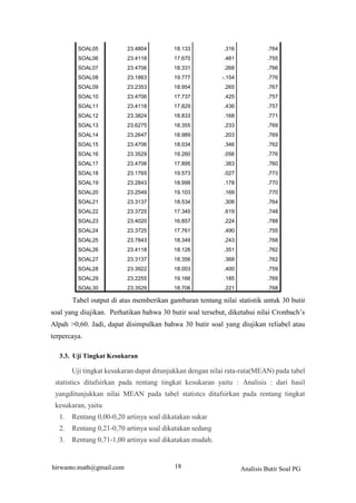 Analisis Butir Soal Pilihan Ganda Matematika Wajib Kelas XII IPA | PDF