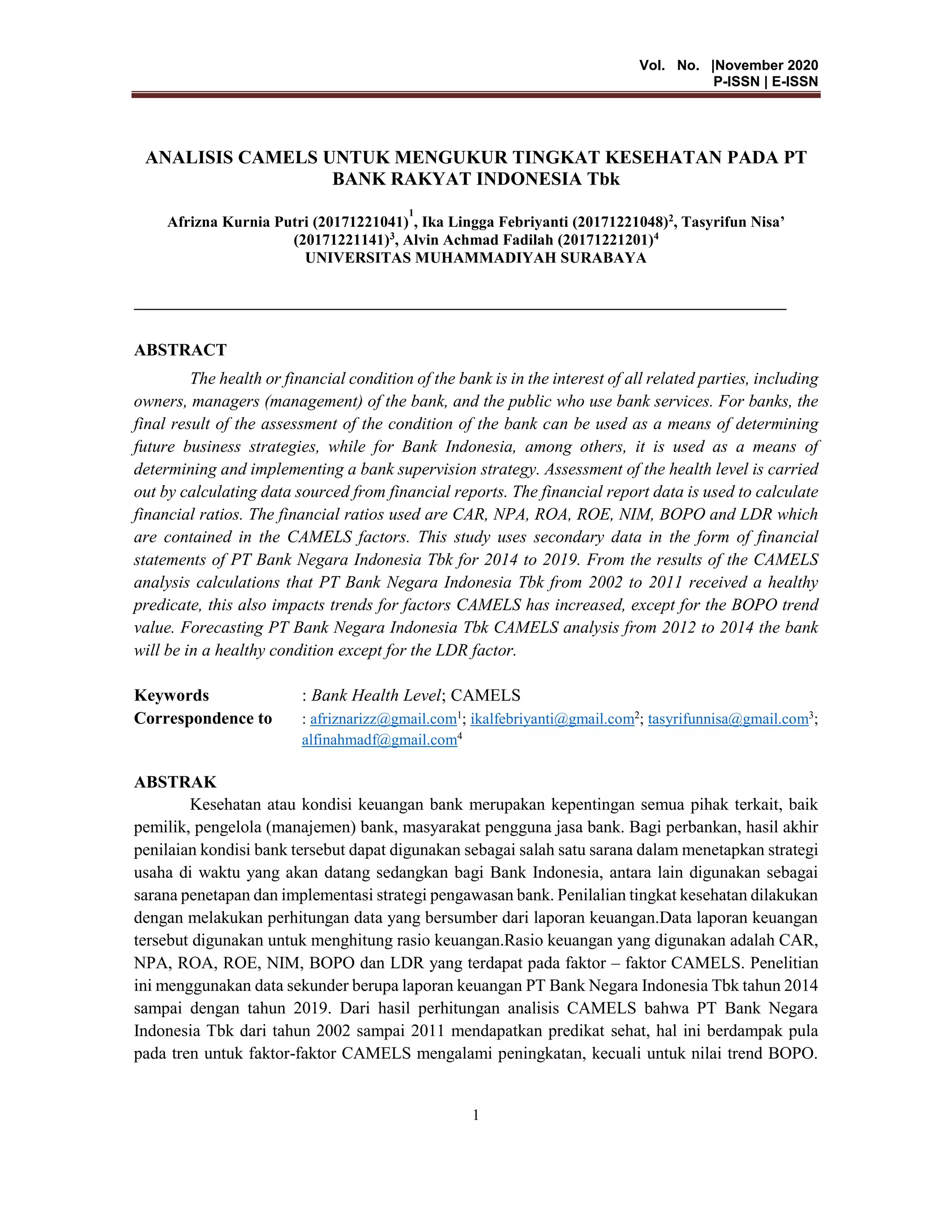 ANALISIS CAMELS UNTUK MENGUKUR TINGKAT KESEHATAN PADA PT BANK RAKYAT INDONESIA Tbk_.pdf