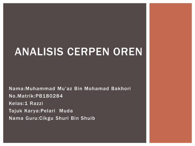 Analisis cerpen oren | PPT