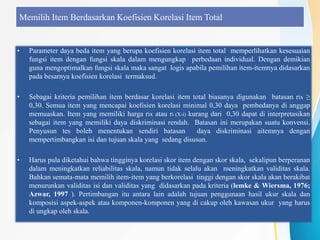 analisis data Kuantitatif penyusunan skala dan psikometri | PPTX
