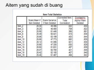 analisis data Kuantitatif penyusunan skala dan psikometri | PPTX