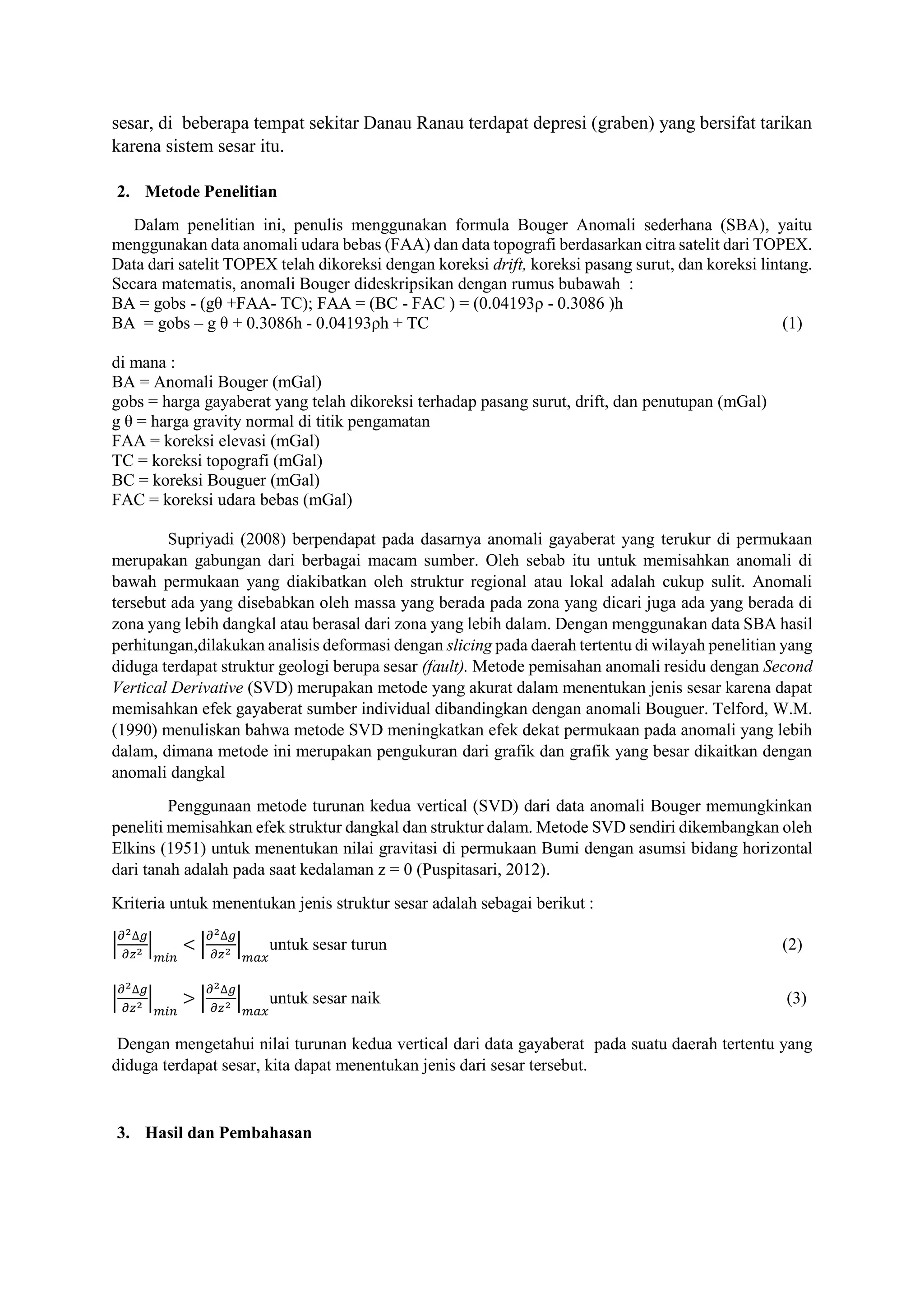Analisis Data Gaya Berat Danau Ranau dengan Grav3D dan SVD | PDF