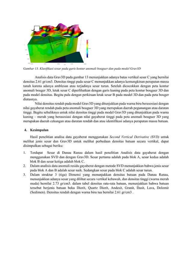 Analisis Data Gaya Berat Danau Ranau dengan Grav3D dan SVD | PDF