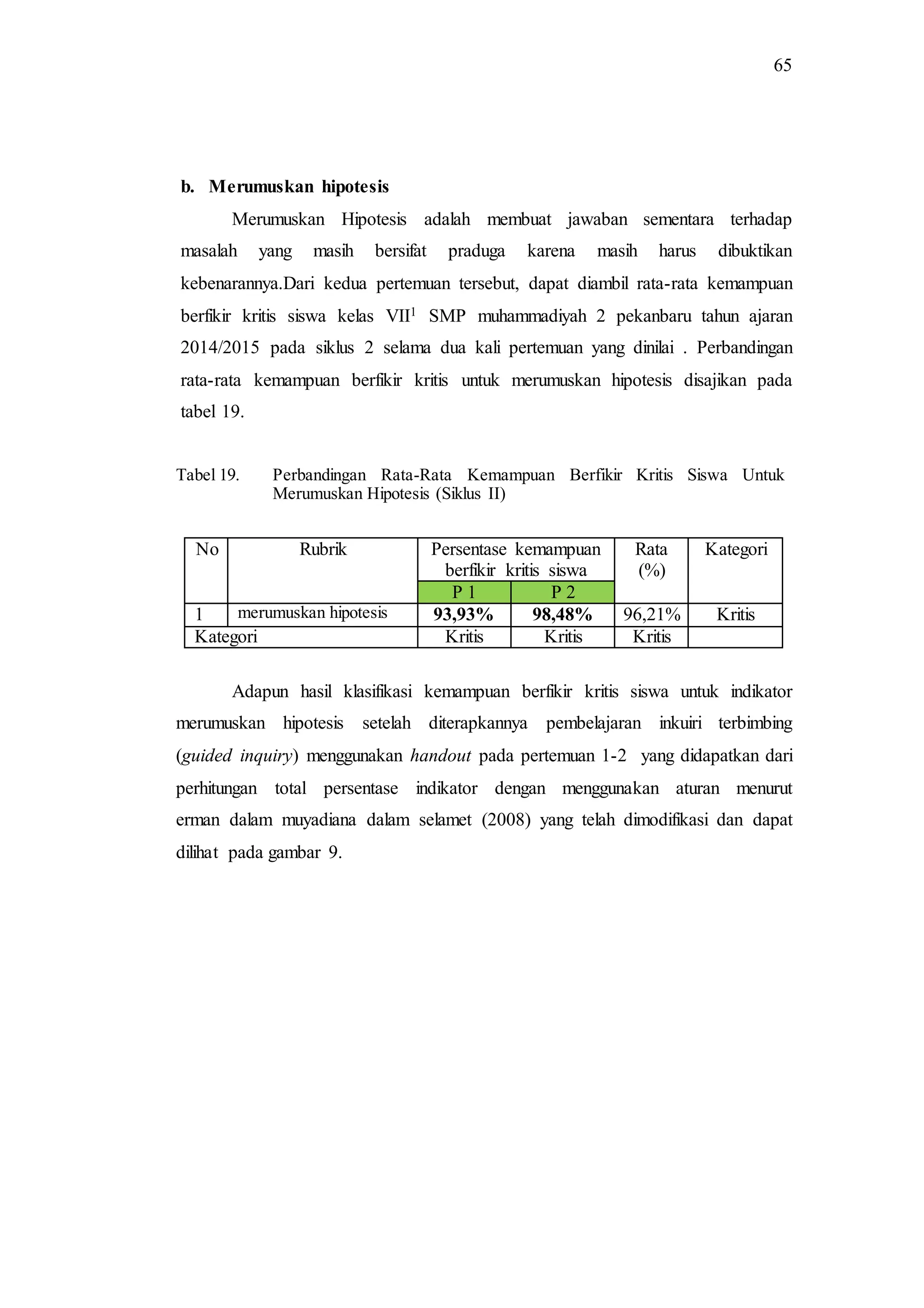 Analisis data pada siklus ii | PDF