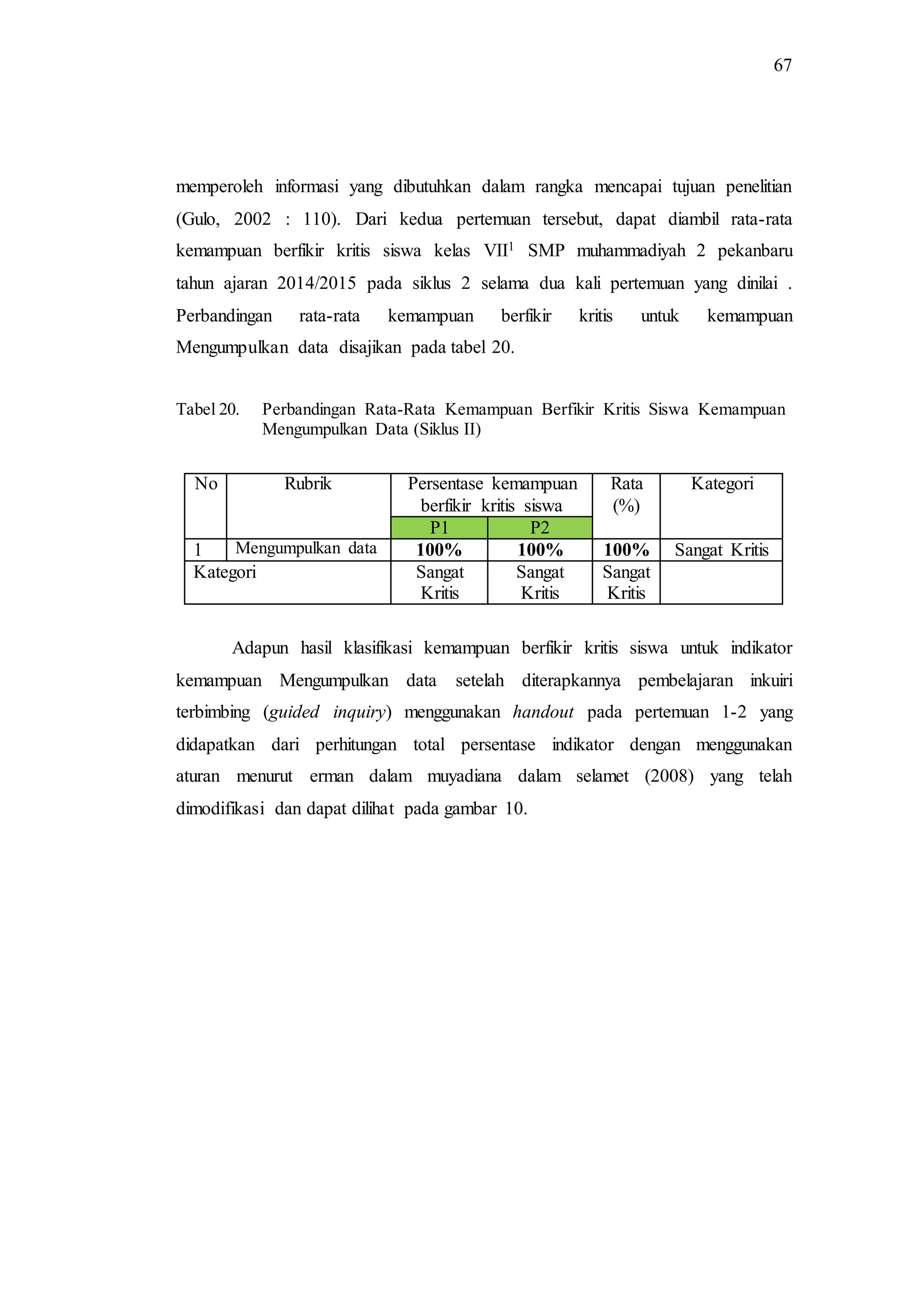 Analisis data pada siklus ii | PDF