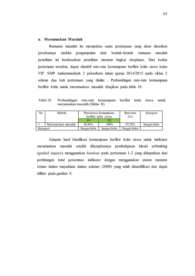 Analisis data pada siklus ii | PDF