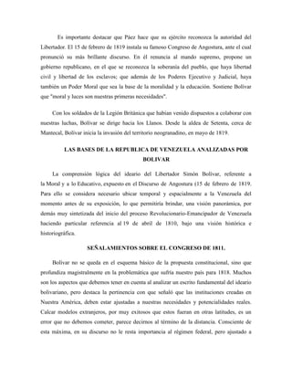 Analisis del discurso de angostura de bolivar | PDF