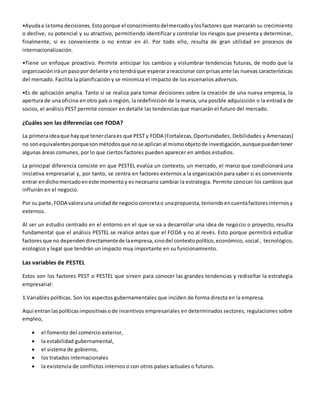 Análisis del entorno con FODA PESTEL | DOCX