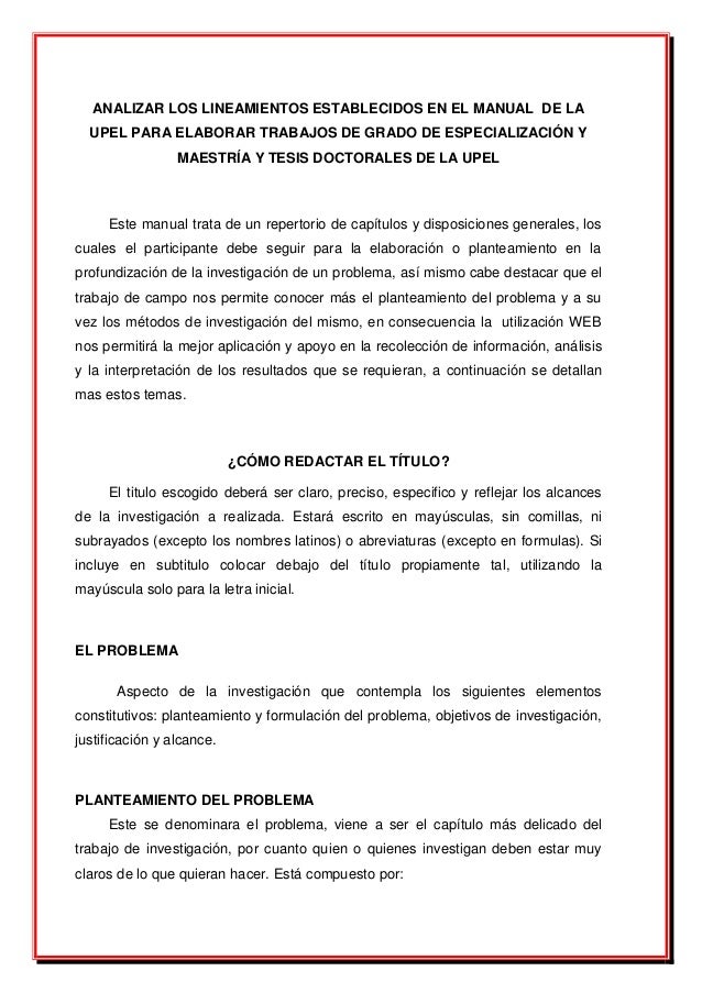 Analisis del manual de la upel Analisis del manual de la upel