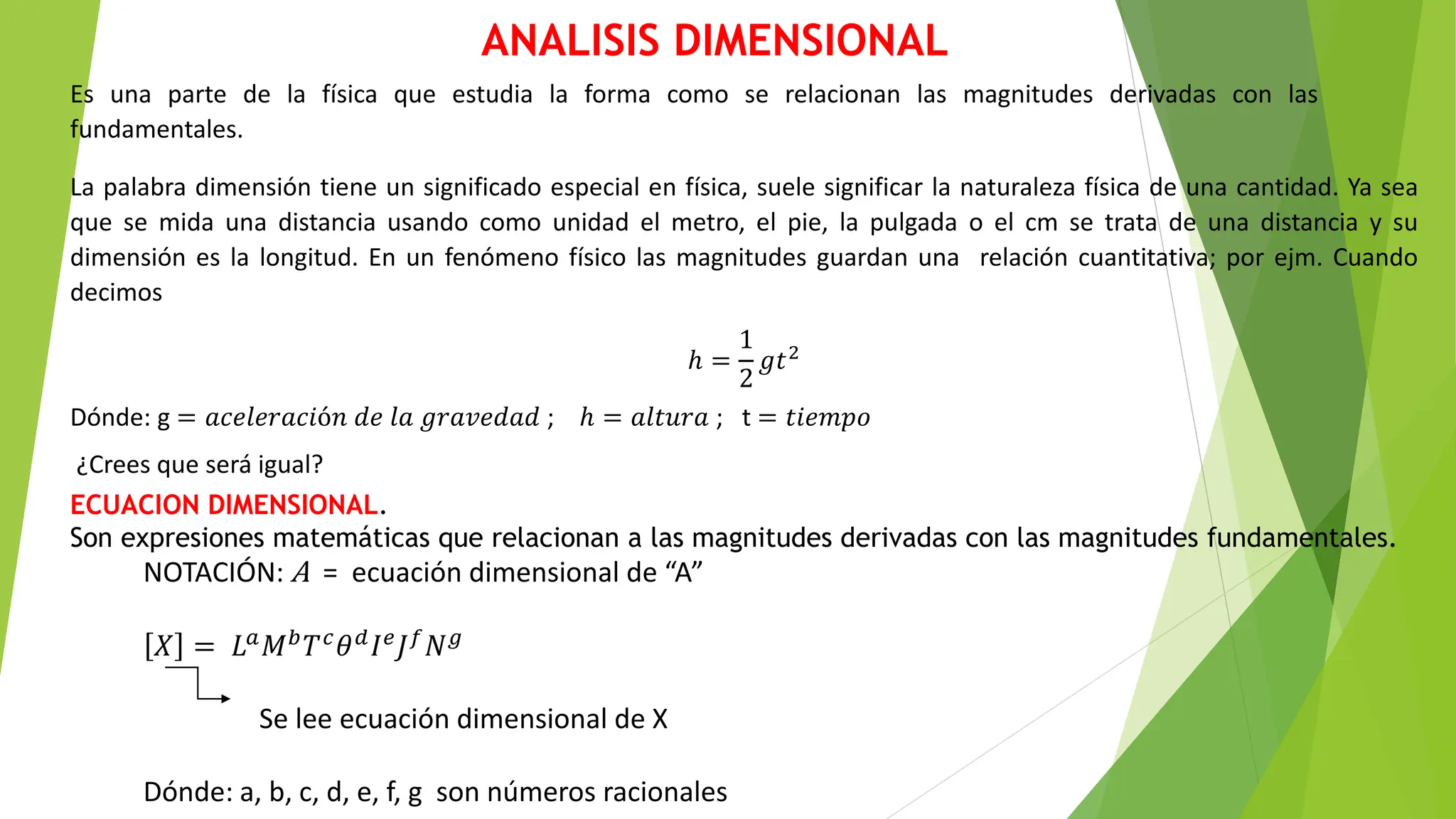 ANALISIS DIMENSIONAL Y MAGNITUDES CONCEPTO | PPT