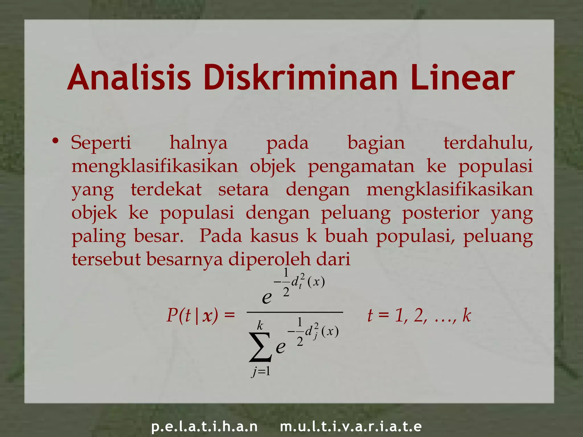 Analisis diskriminan (teori) | PPT