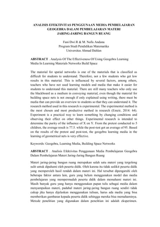 ANALISIS EFEKTIVITAS PENGGUNAAN GEOGEBRA DALAM PEMBELAJARAN MATERI ...