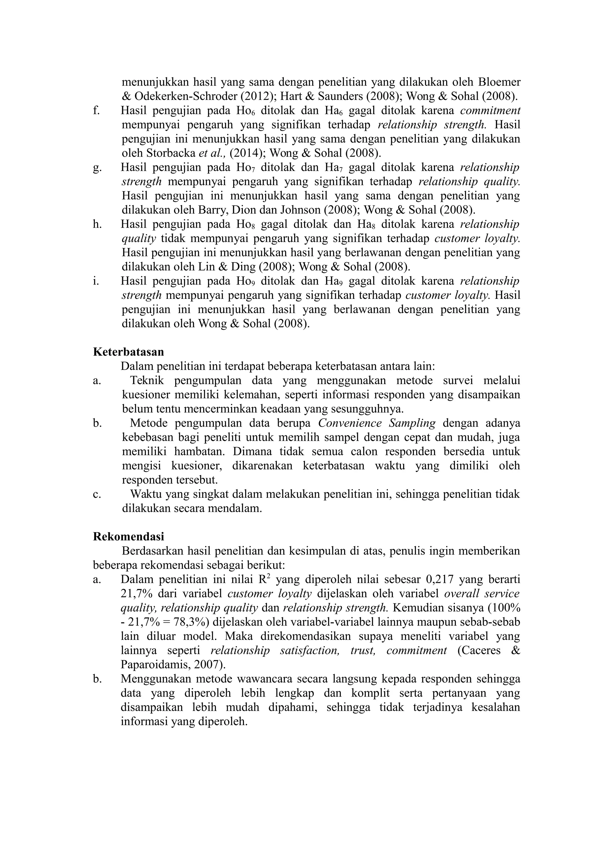 Analisis faktor faktor yang mempengaruhi customer loyalty pada departement store di batam | PDF