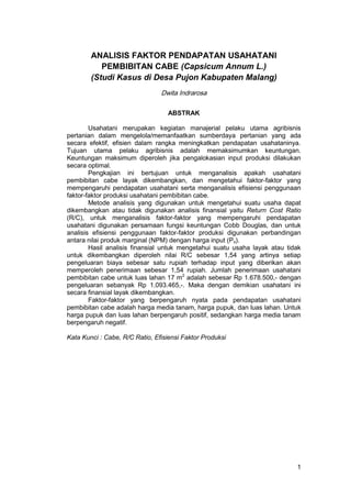 Analisis faktor pendapatan pembibitan cabe di kec pujon | PDF