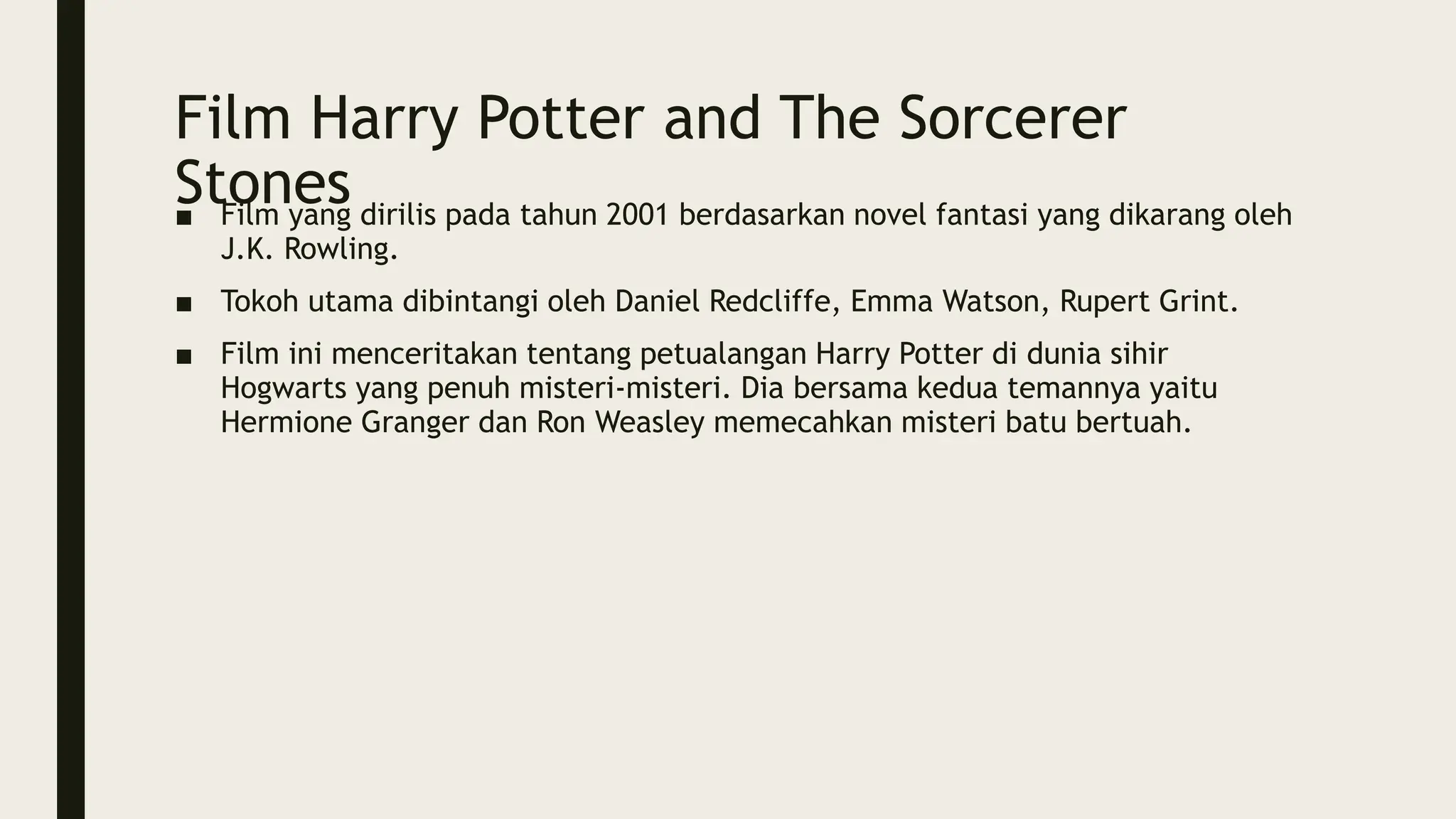 Analisis Film Harry Potter and The Sorcerer Stones | PPTX