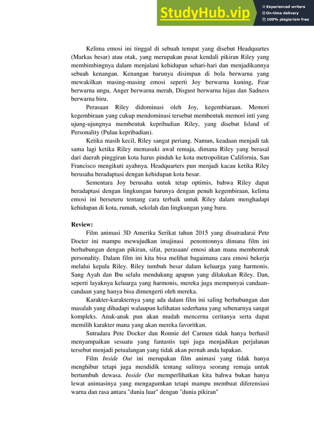 ANALISIS FILM Quot INSIDE OUT Quot | PDF