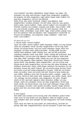 Analisis gerak dalam biomekanik untuk teknik start lari sprint | PDF