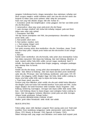 Analisis gerak dalam biomekanik untuk teknik start lari sprint | PDF