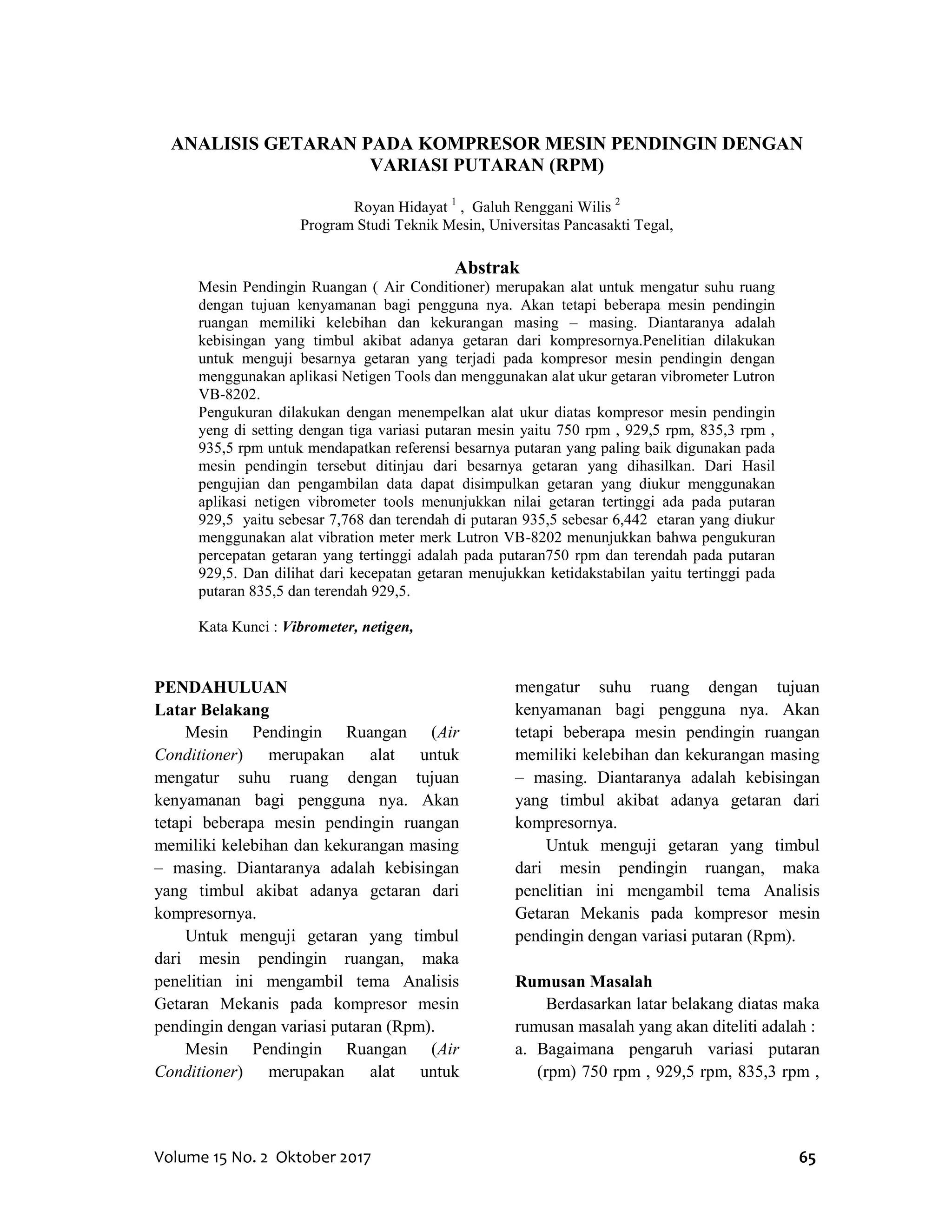 Analisis getaran pompa | PDF