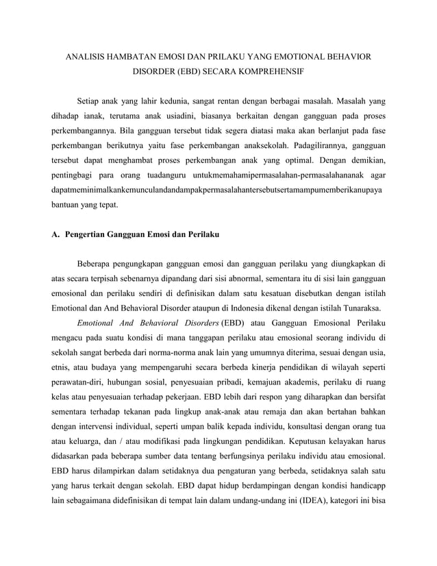 Analisis hambatan emosi dan prilaku yang ebdn | DOCX