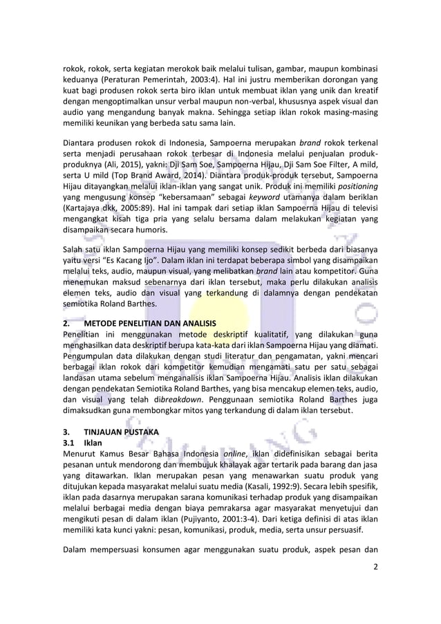 Analisis iklan sampoerna hijau versi es kacang ijo | PDF