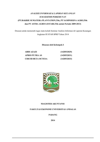 Analisis informasi laporan keuangan subsektor perkebunan | PDF