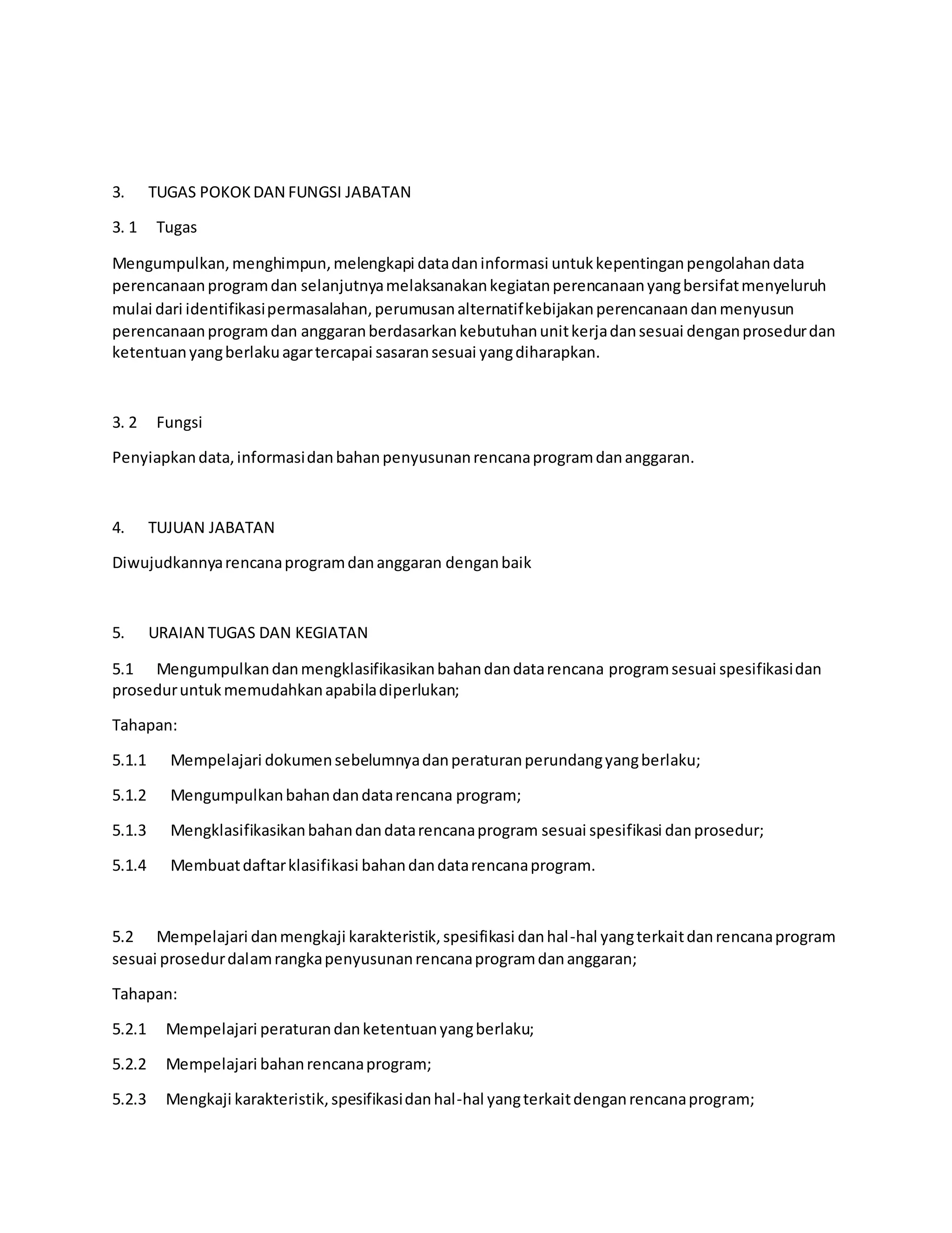 Analisis jabatan jfu pengelola perencanaan | PDF