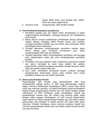 Analisis Jurnal mata kuliah Pembelajaran Tematik | DOCX