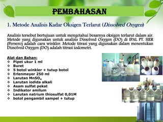 Analisis kadar oksigen terlarut (disssolved oxygen) Erma Noralia | PDF