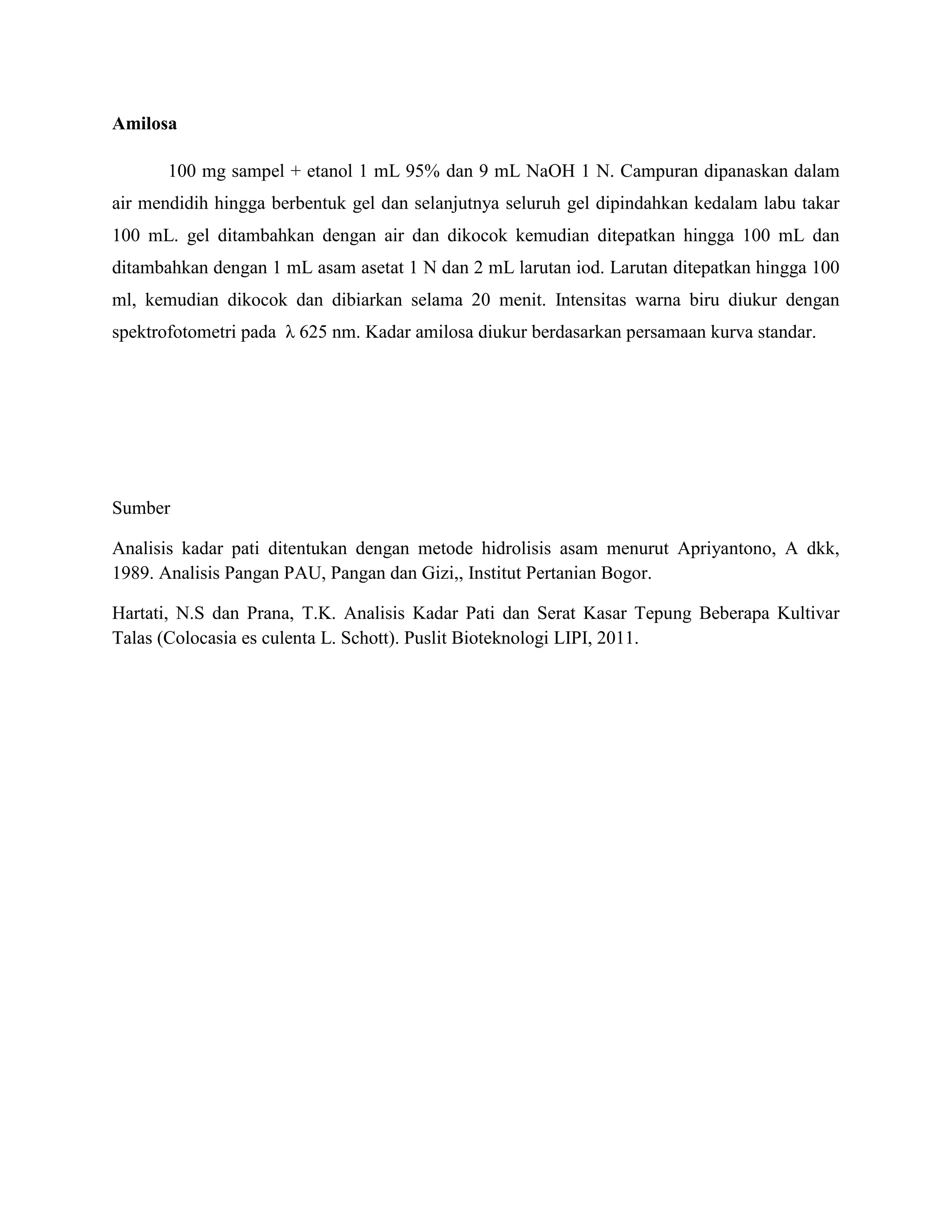 Analisis kadar pati, glukosa dan amilosa | DOCX