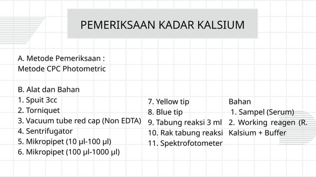 ANALISIS KALSIUM untuk menegakkan diagnosis penyakit asidosis dan ...