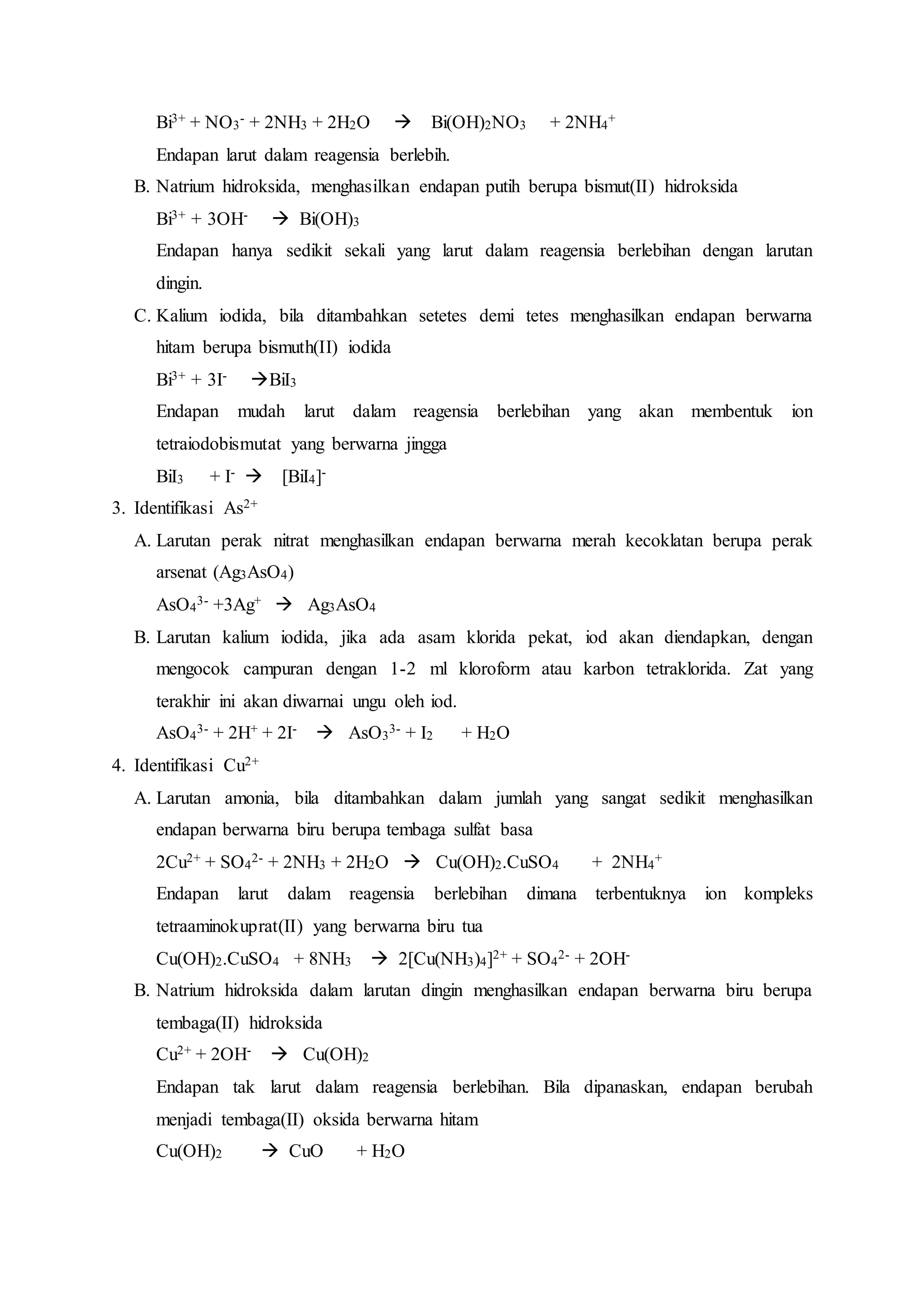 Analisis Kation Golongan I, II, III, IV dan V | DOCX