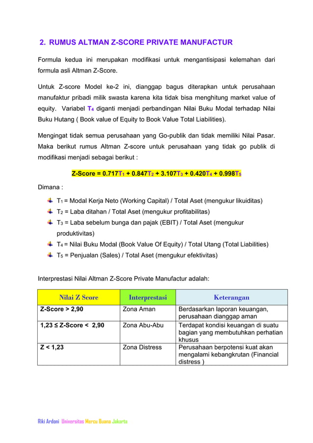 Analisis Kebangkrutan (Financial Distress) dengan Altman Z-Score - RIKI ...