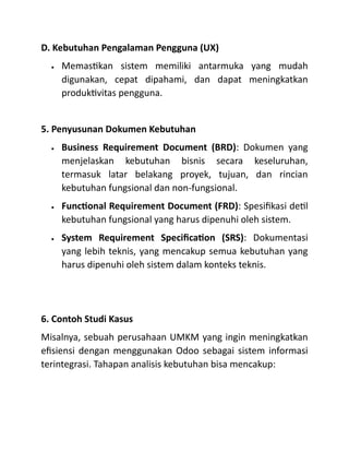 Analisis Kebutuhan Bisnis untuk Mendukung Perencanaan Sistem Informasi ...