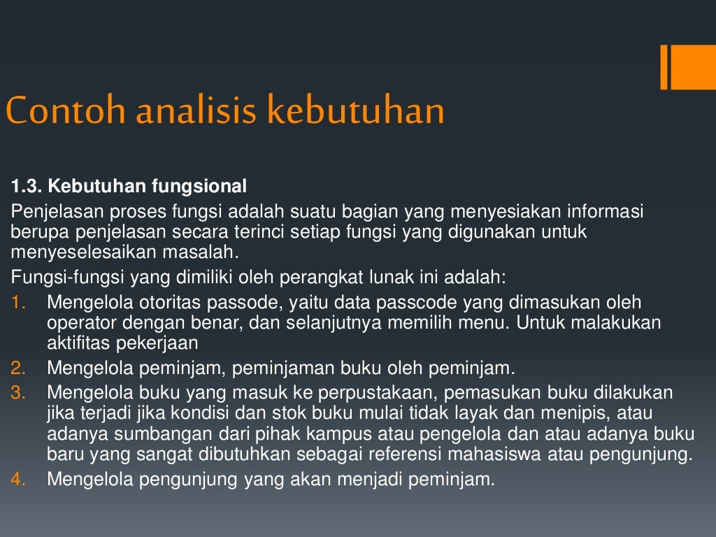 Analisis kebutuhan perangkat lunak Analisis kebutuhan perangkat lunak