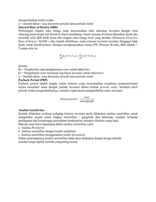 Analisis kelayakan usaha | DOCX