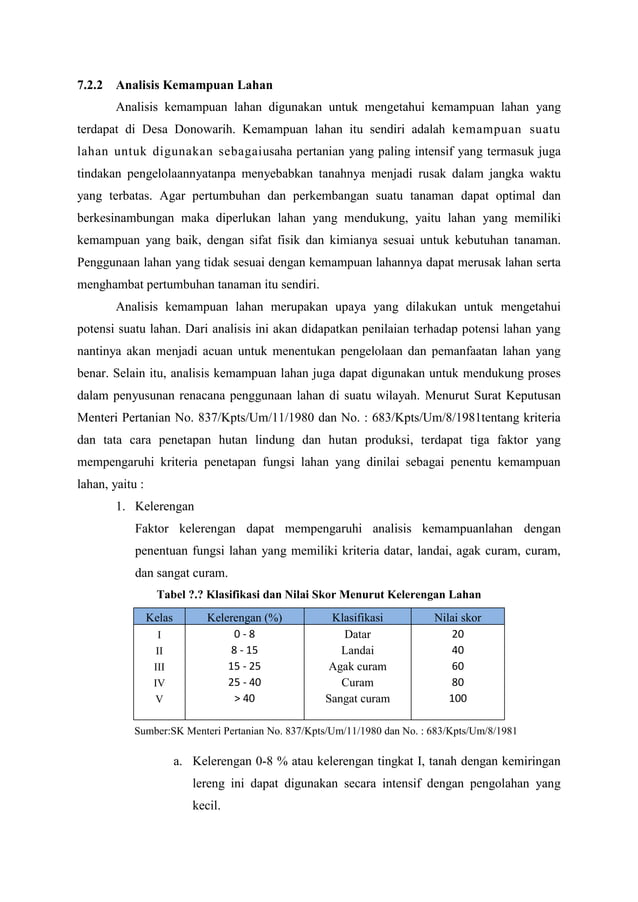 Analisis kemampuan lahan | DOCX