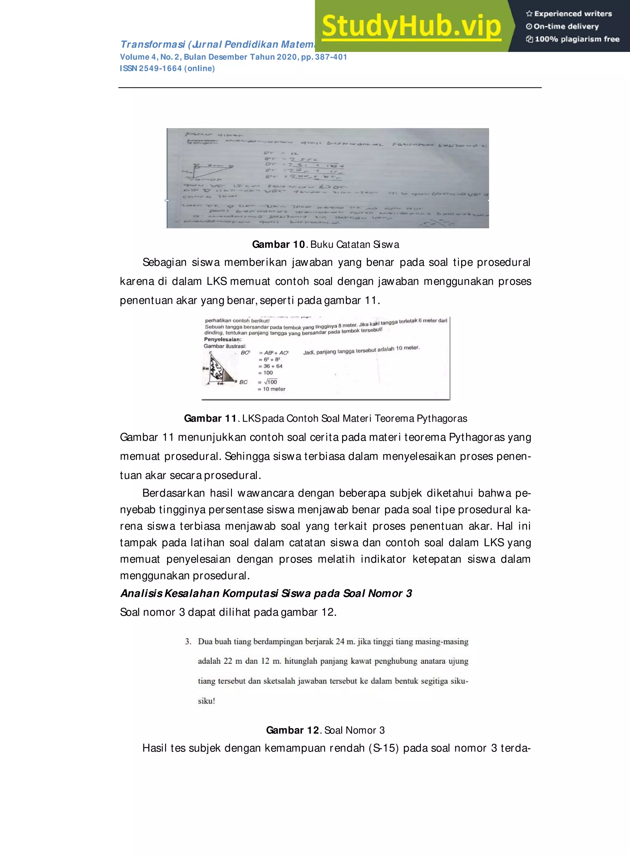 Analisis Kesalahan Siswa Dalam Menyelesaikan Soal Cerita Materi Teorema ...