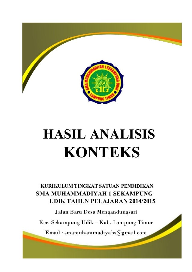 Contoh Laporan Hasil Analisis Konteks Sd