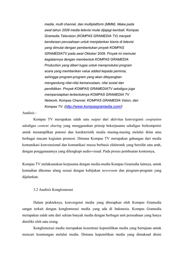 Analisis konvergensi media pada kompas gramedia group | PDF