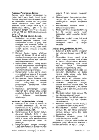 Analisis kualitas air sungai kalianyar mojosongo | PDF