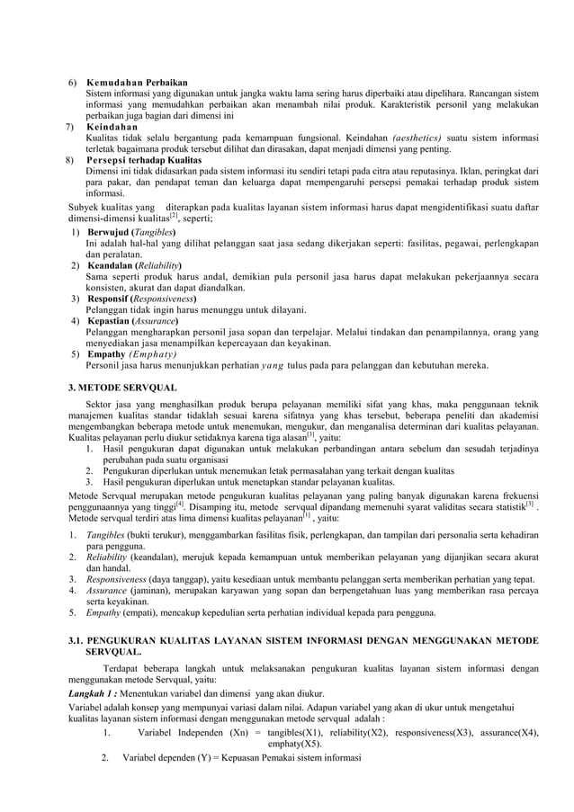 Analisis kualitas layanan sistem informasi menggunakan metode servqual | PDF