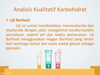 Analisis Kualitatif Karbohidrat | PPTX