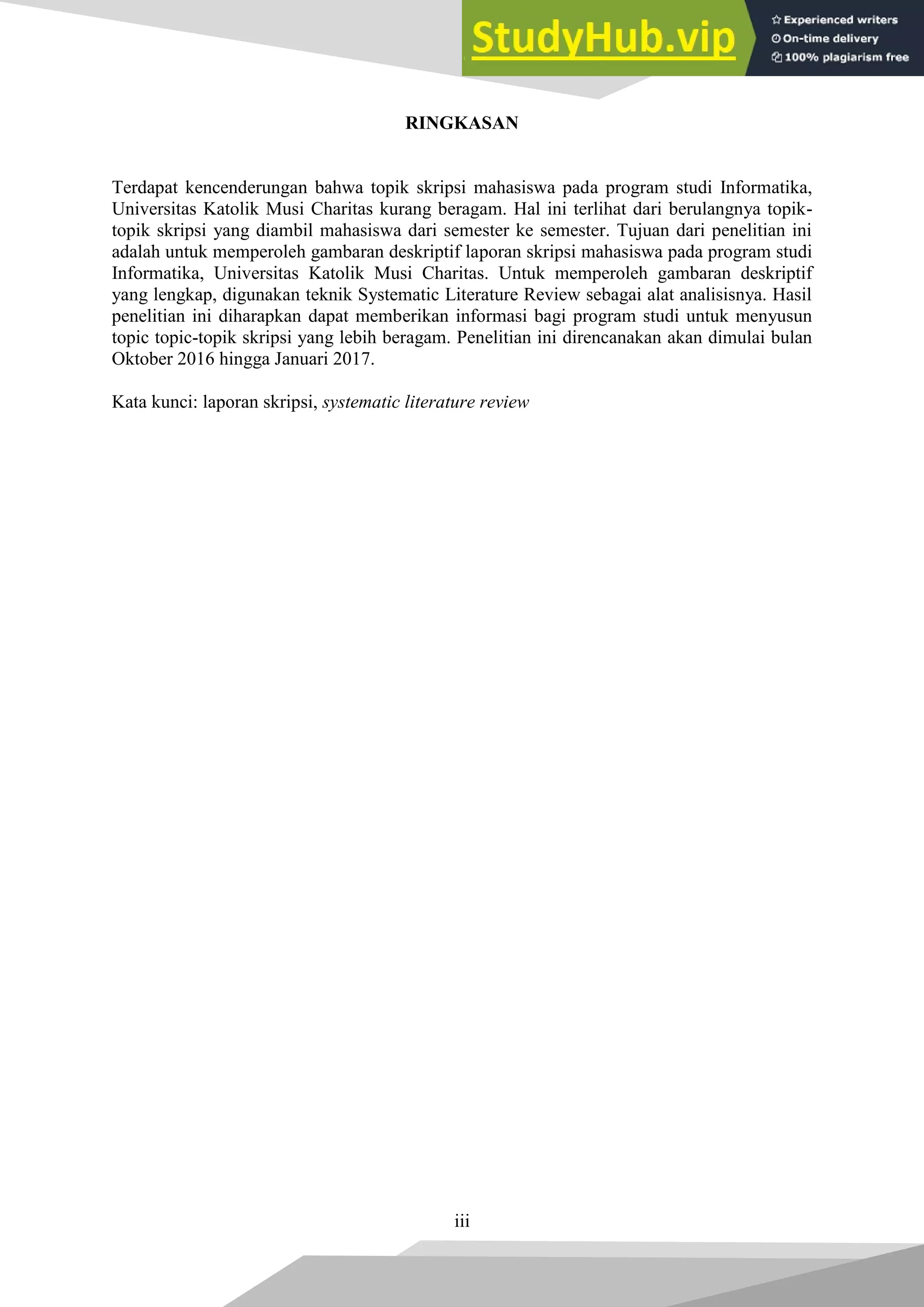 Analisis Laporan Skripsi Dengan Metoda Systematic Literature Review | PDF