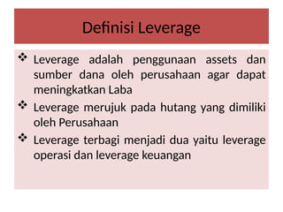 Analisis Leverage Analisis LeverageAnalisis Leverage | PPTX